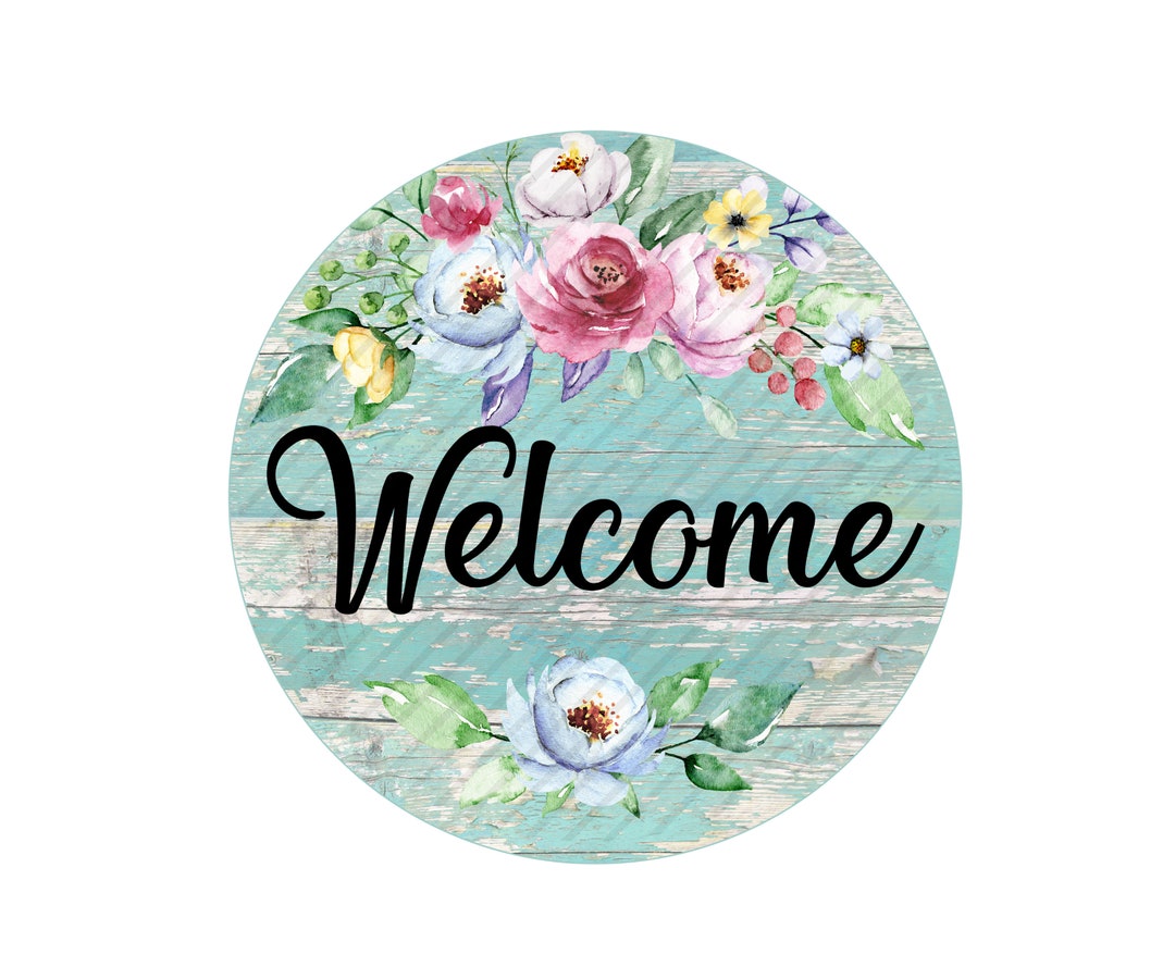 Welcome Spring Summer Sign for Wreath. Flower Sign for Wreath, Round ...