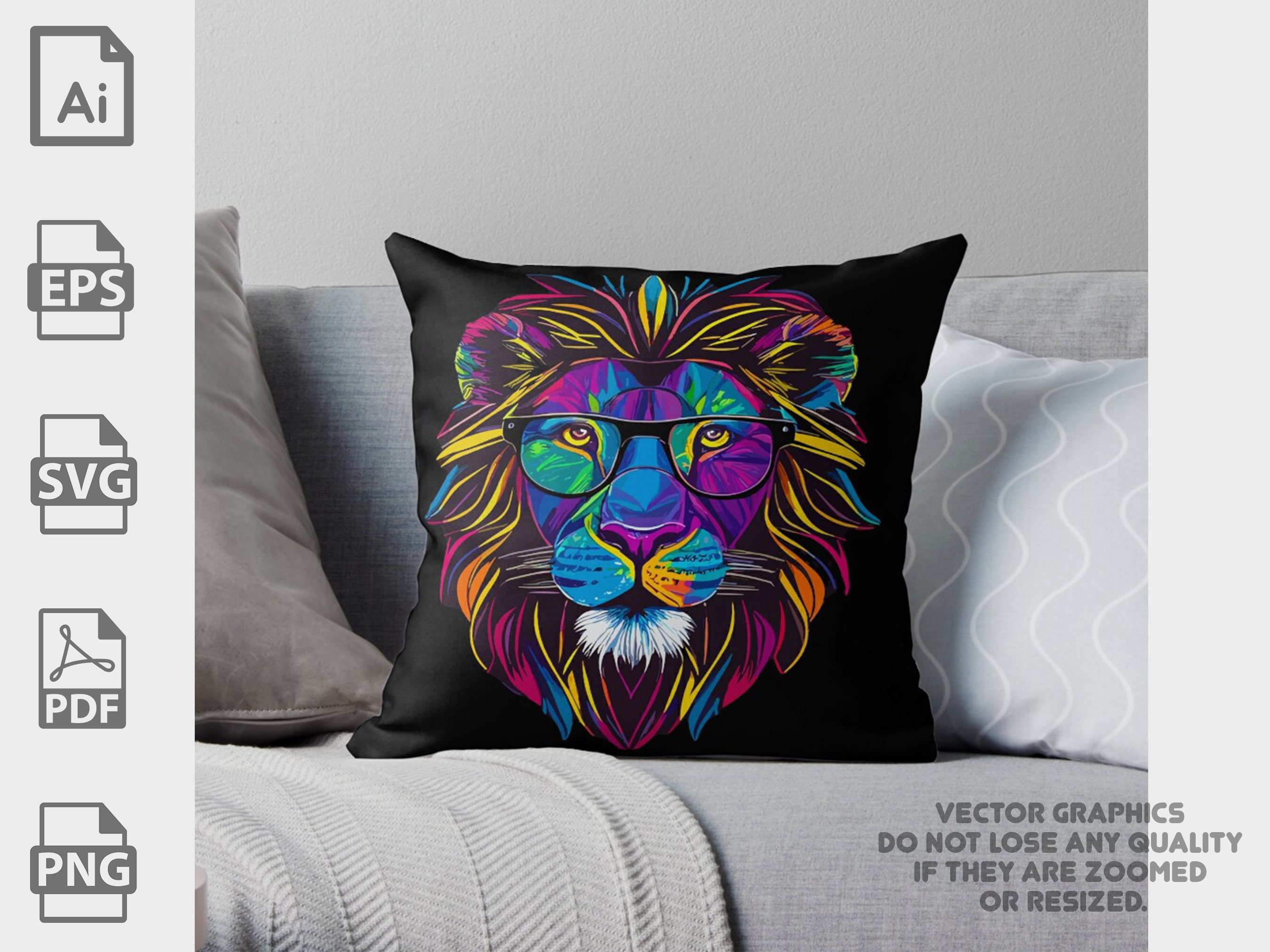 Colorful Lion Vector Artwork, Lion Illustration, Lion SVG, Lion Clipart ...