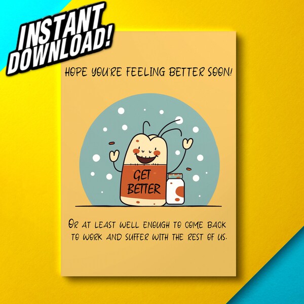 Funny Get Well Card - Etsy
