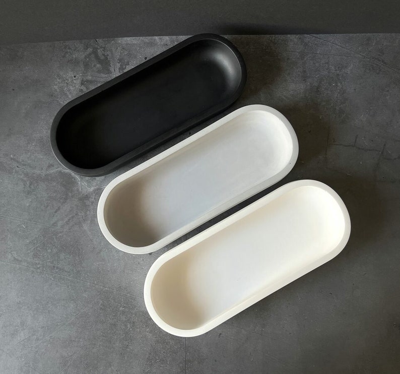 Decorative Tray. Long Oval Dish. Plaster Tray for Small Accessories ...