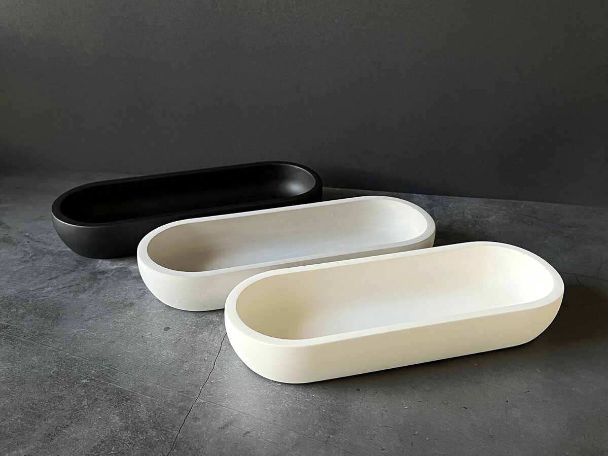 Decorative Tray. Long Oval Dish. Plaster Tray for Small Accessories ...