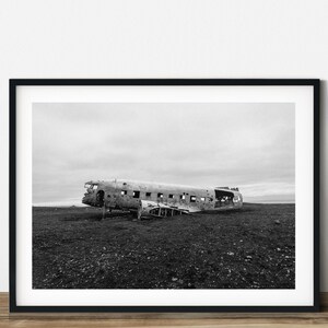 A Wrecked Plane on the Filed at Iceland Black and White Travel ...