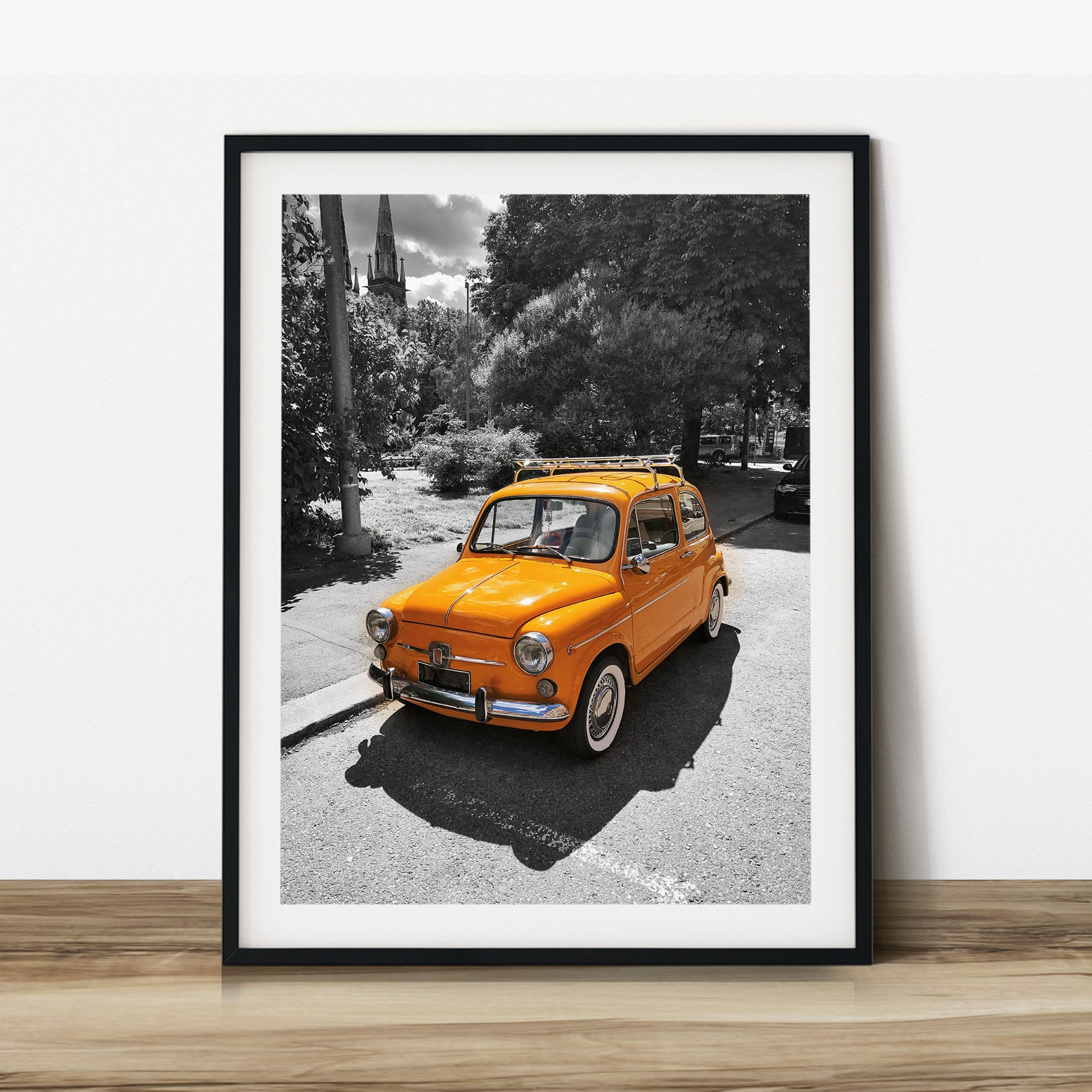 An Old Yellow Orange Fiat 600 Color Vehicle Photography. - Etsy