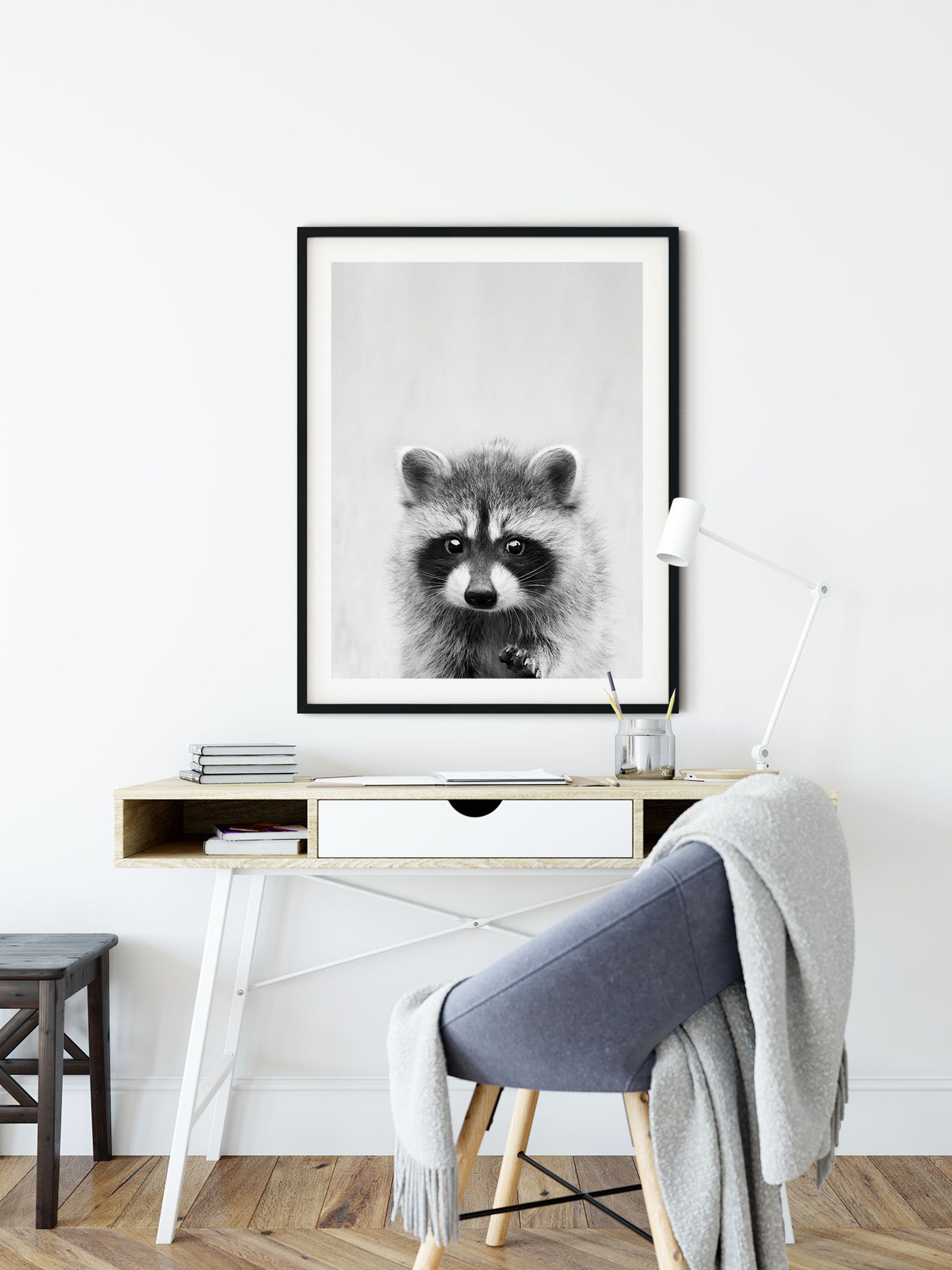 The Portrait of Baby Racoon Black & White Animal Photography. - Etsy