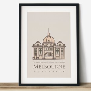 Illustration Poster of Flinders Street Station, Melbourne Australia ...