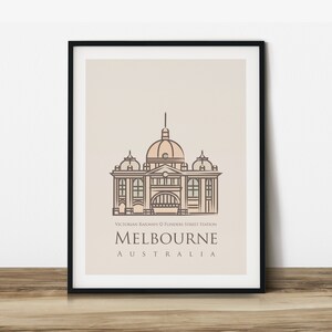 Illustration Poster of Flinders Street Station, Melbourne Australia ...