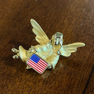 Heavenly Angel Holding American Flag Pin - Etsy