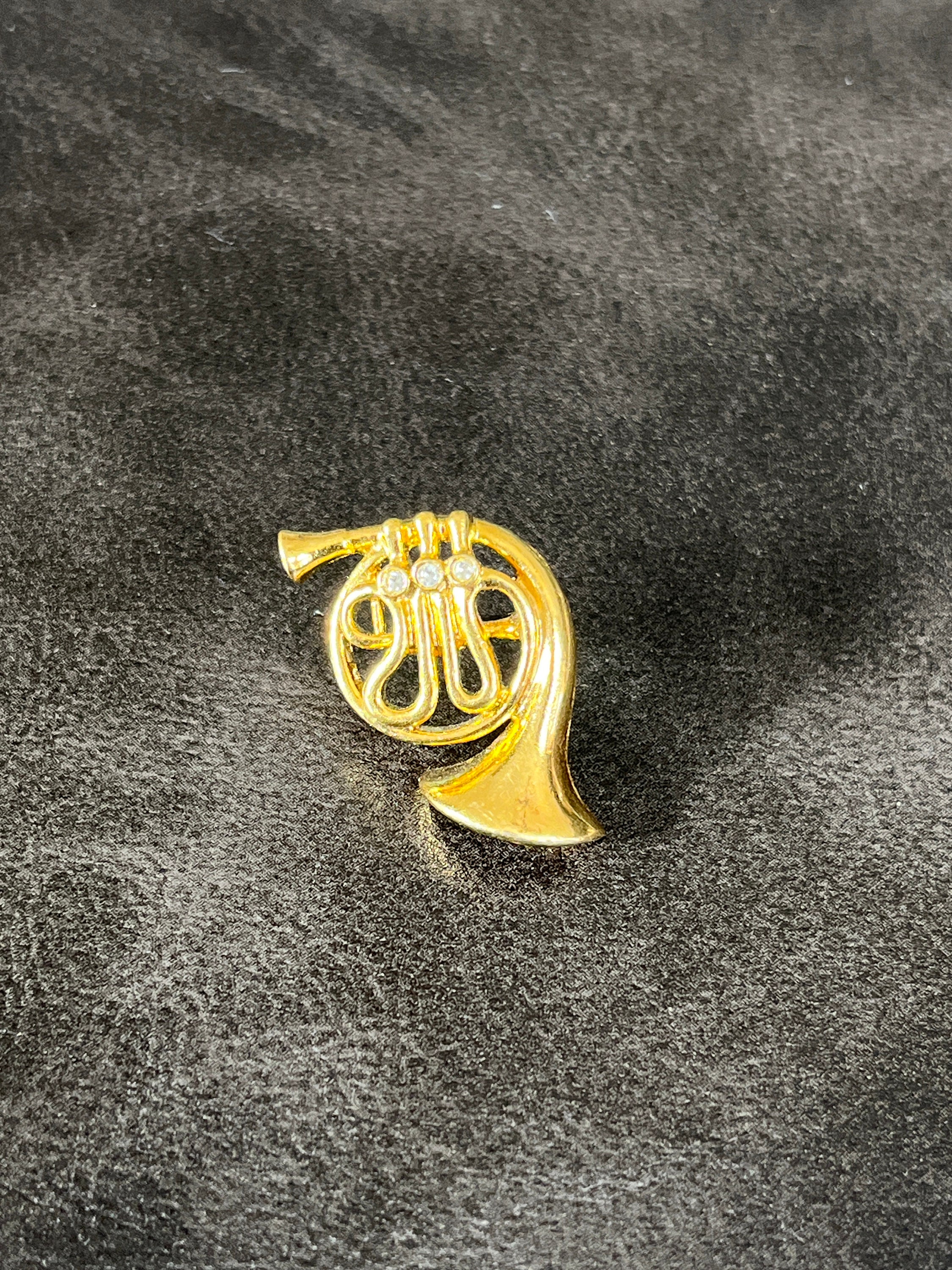 Gold Tone French Horn Pin - Etsy