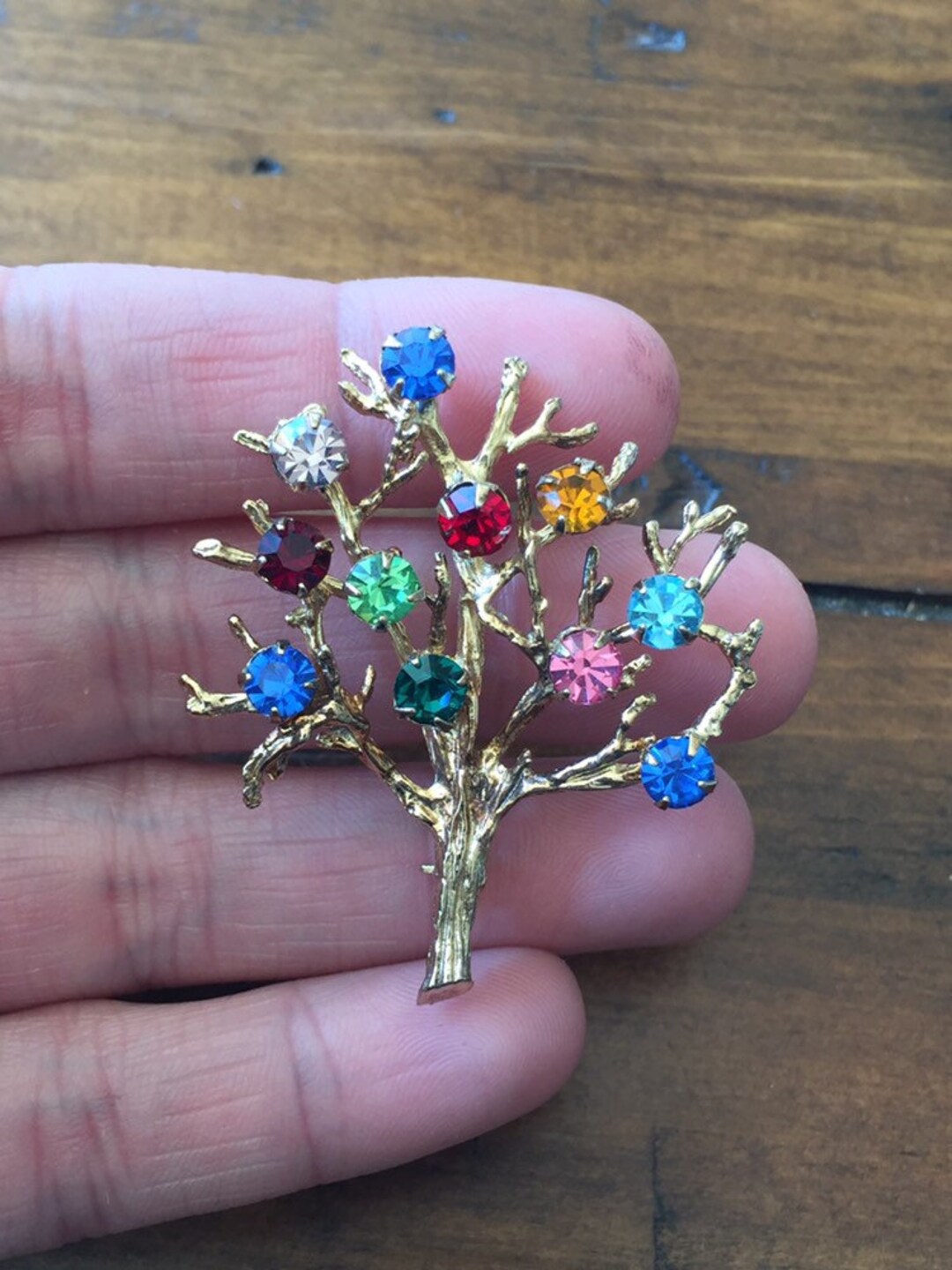 Rhinestone Tree Brooch Pin - Etsy