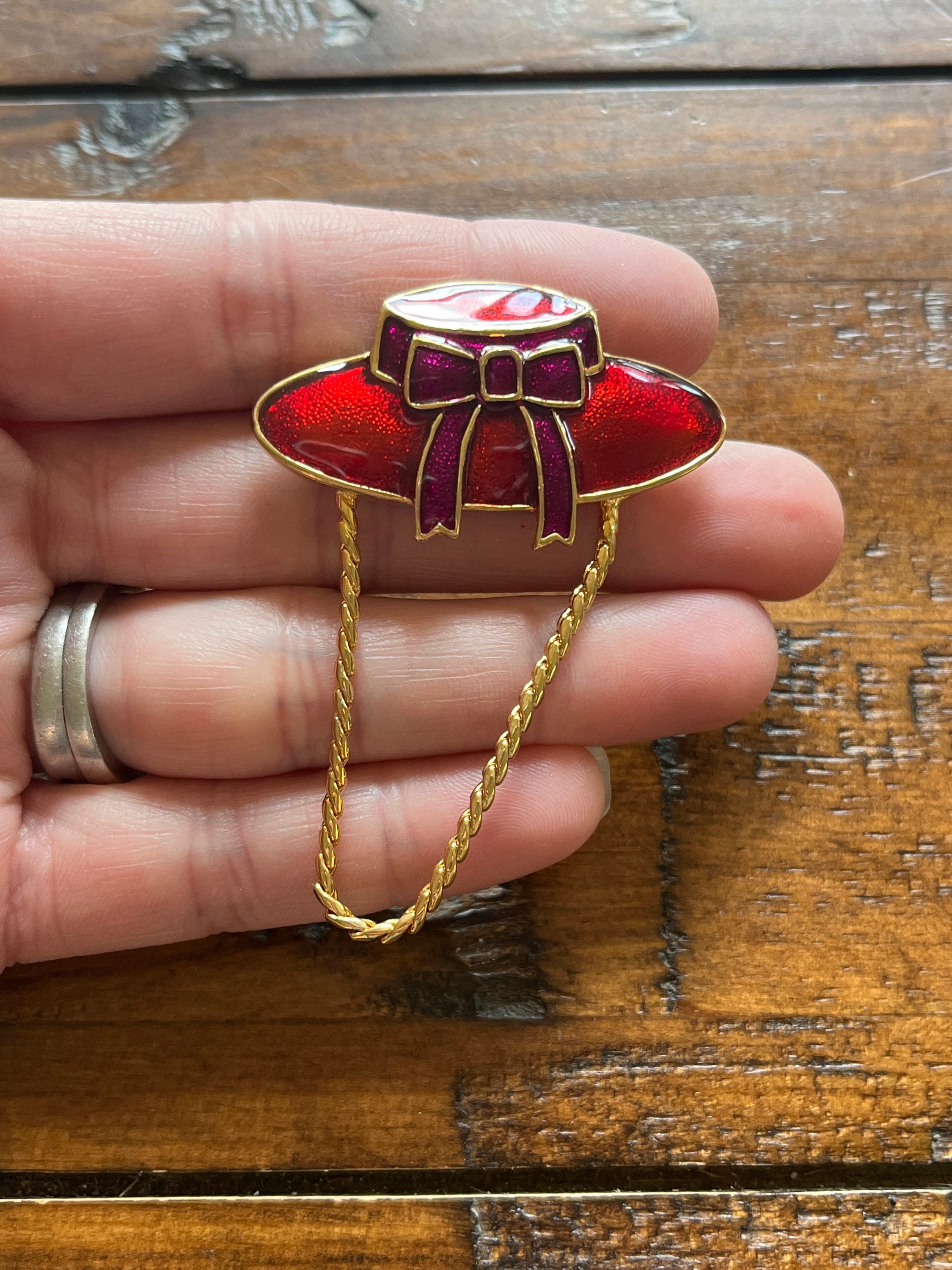 Red Hat Society Enamel Hat Brooch - Etsy