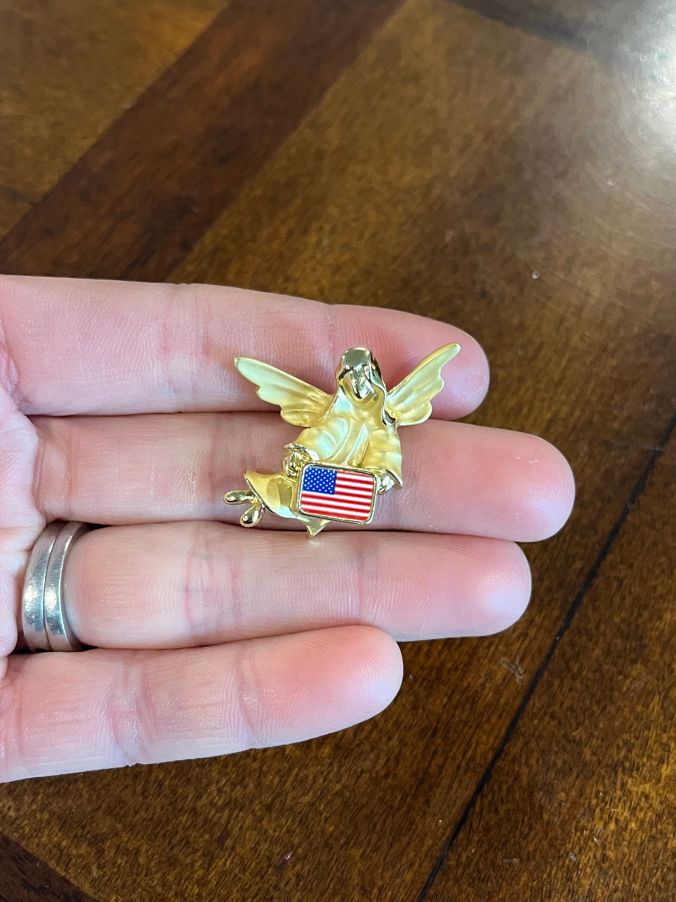 Heavenly Angel Holding American Flag Pin - Etsy