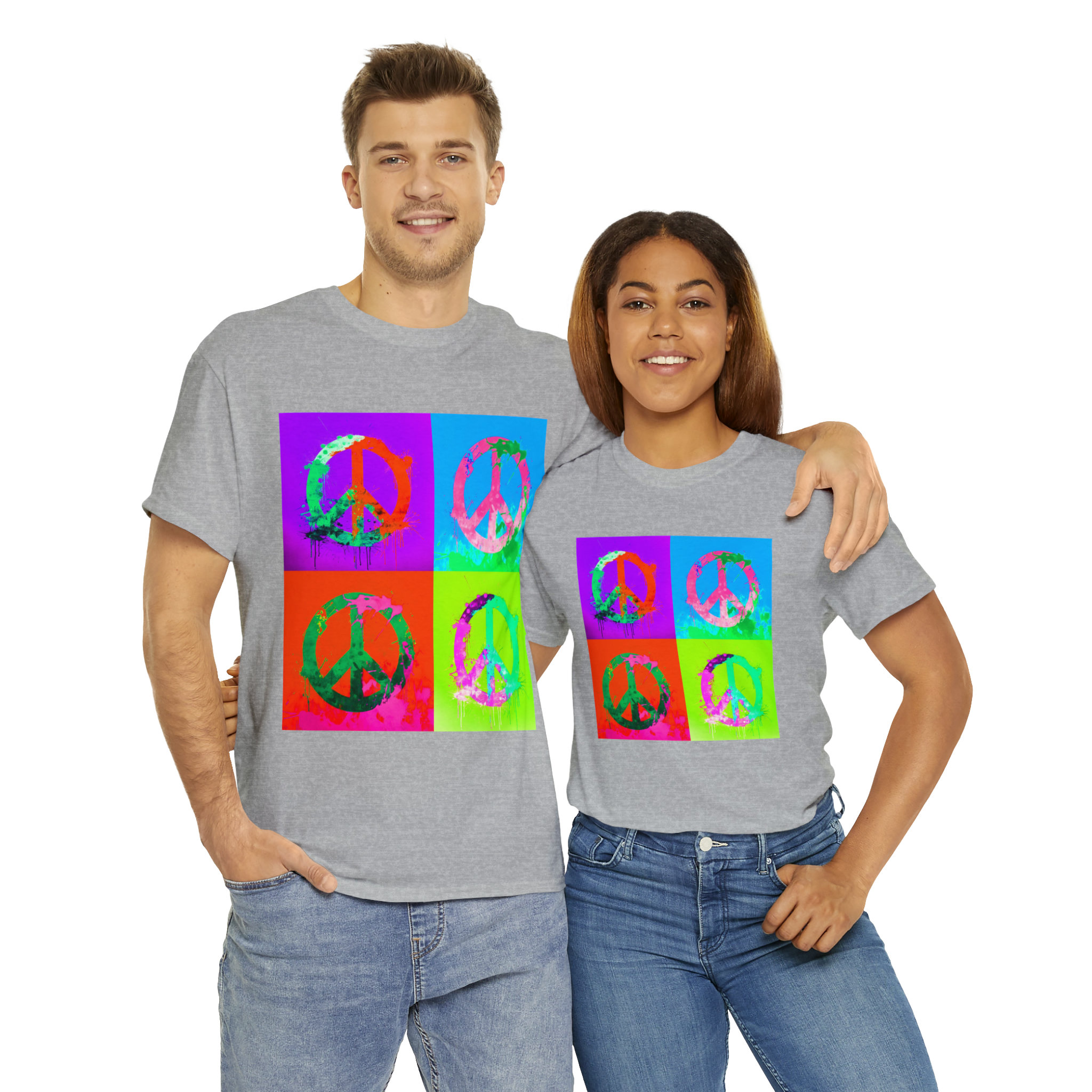 Tee GROOVY PEACE SIGNS Neon 80s Vibe Hyper Color Vibrant Artsy - Etsy