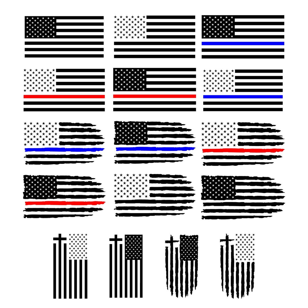American Flag Bundle USA Thin Line Flag Cutting File Png Ai Eps Svg ...