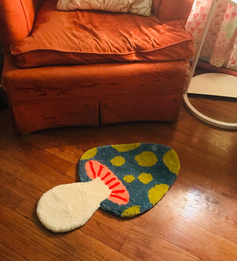 Mushroom Rug Tufted Mushroom Blue Mushroom Rug Cottagecore - Etsy