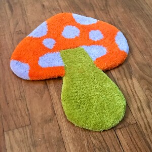 Mushroom Rug, Tufted Mushroom, Orange Mushroom Rug, Cottagecore Rug ...