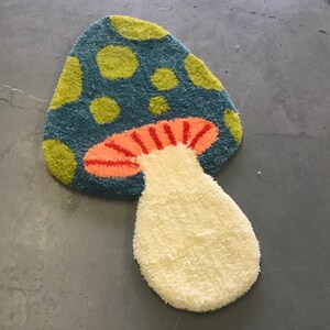 Mushroom Rug, Tufted Mushroom, Blue Mushroom Rug, Cottagecore Rug - Etsy