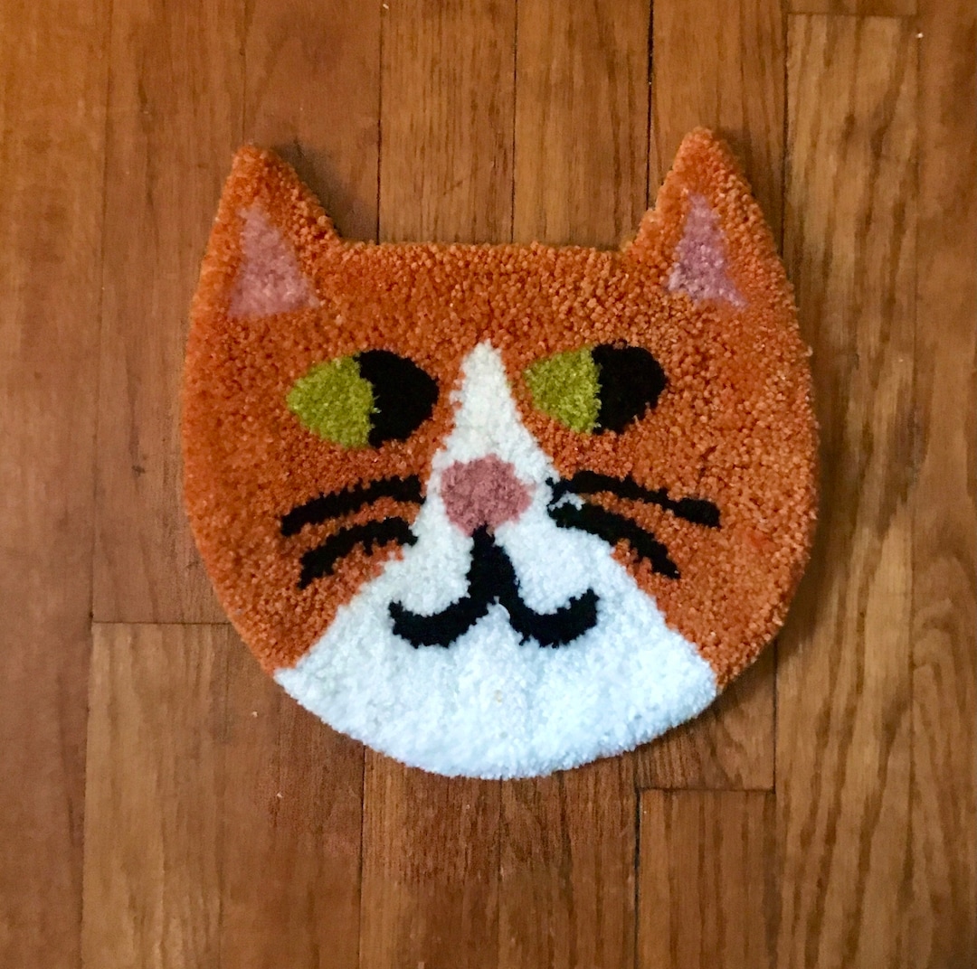 Orange Cat Rug, Tufted Cat, Tufted Cat Rug, Tufted Cat Wall Hanging ...
