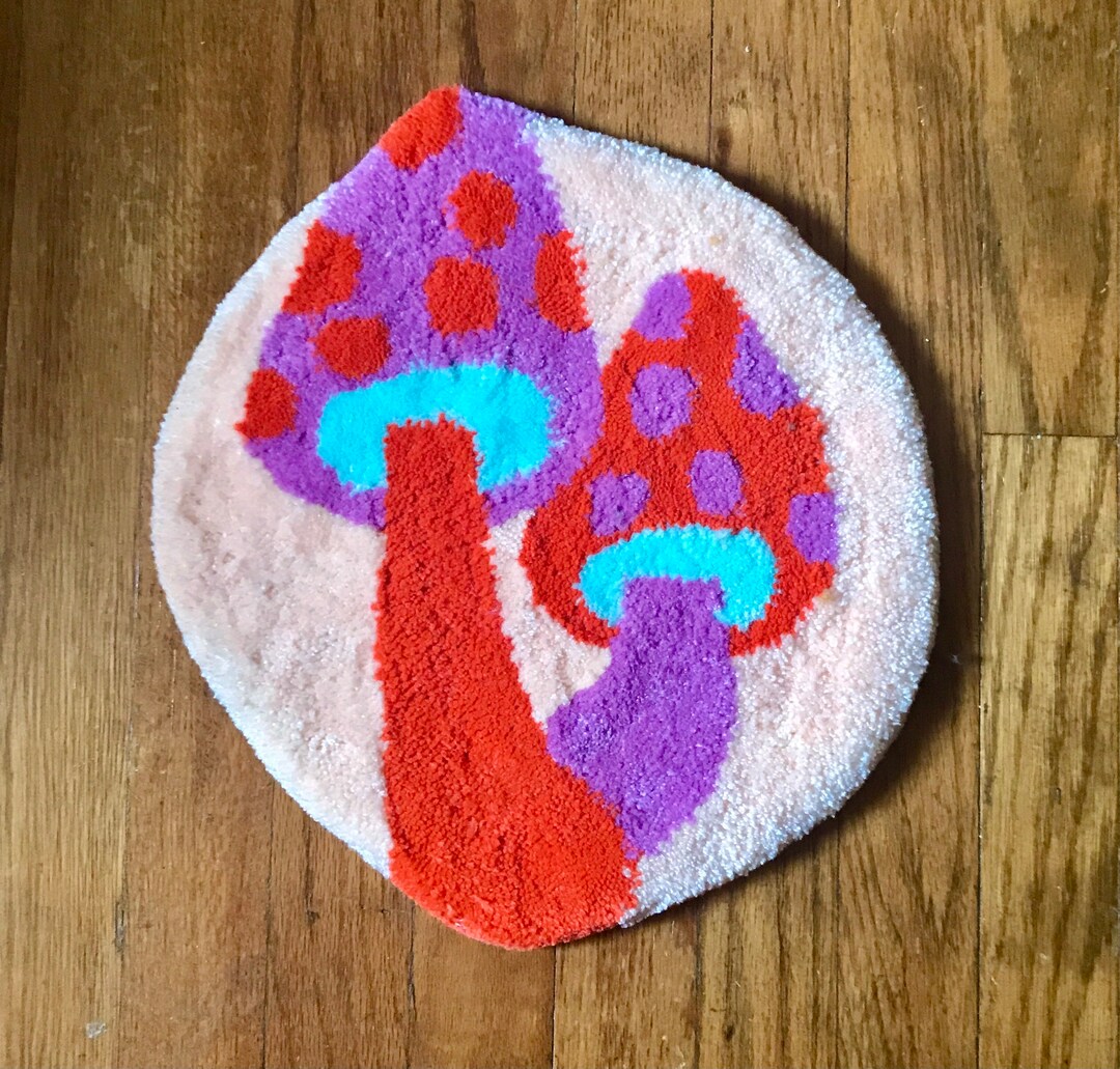 Mushroom Wall Hanging, Tufted Wall Hanging, Wall Art, Funky Rug, Retro ...