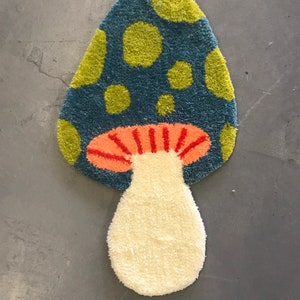 Mushroom Rug, Tufted Mushroom, Blue Mushroom Rug, Cottagecore Rug - Etsy