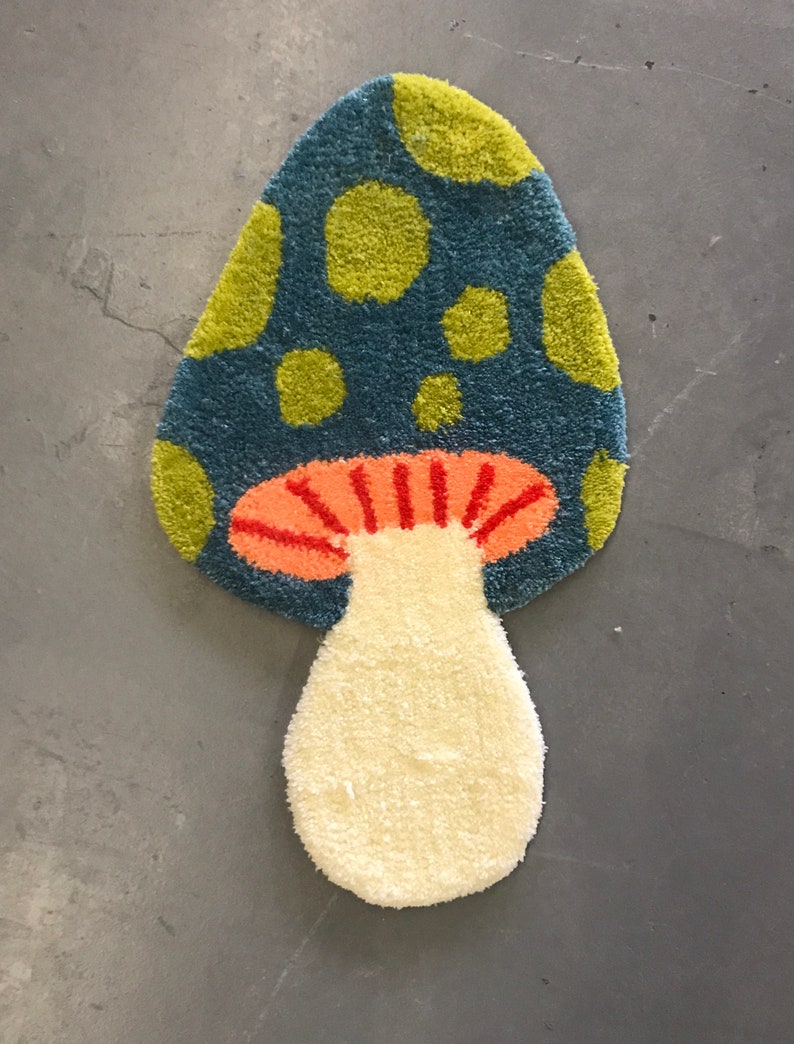 Mushroom Rug Tufted Mushroom Blue Mushroom Rug Cottagecore - Etsy