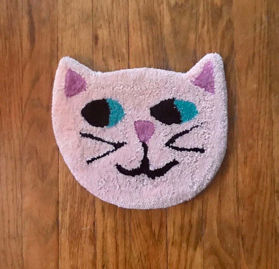 Pink Cat Rug, Tufted Cat, Tufted Cat Rug, Tufted Cat Wall Hanging ...