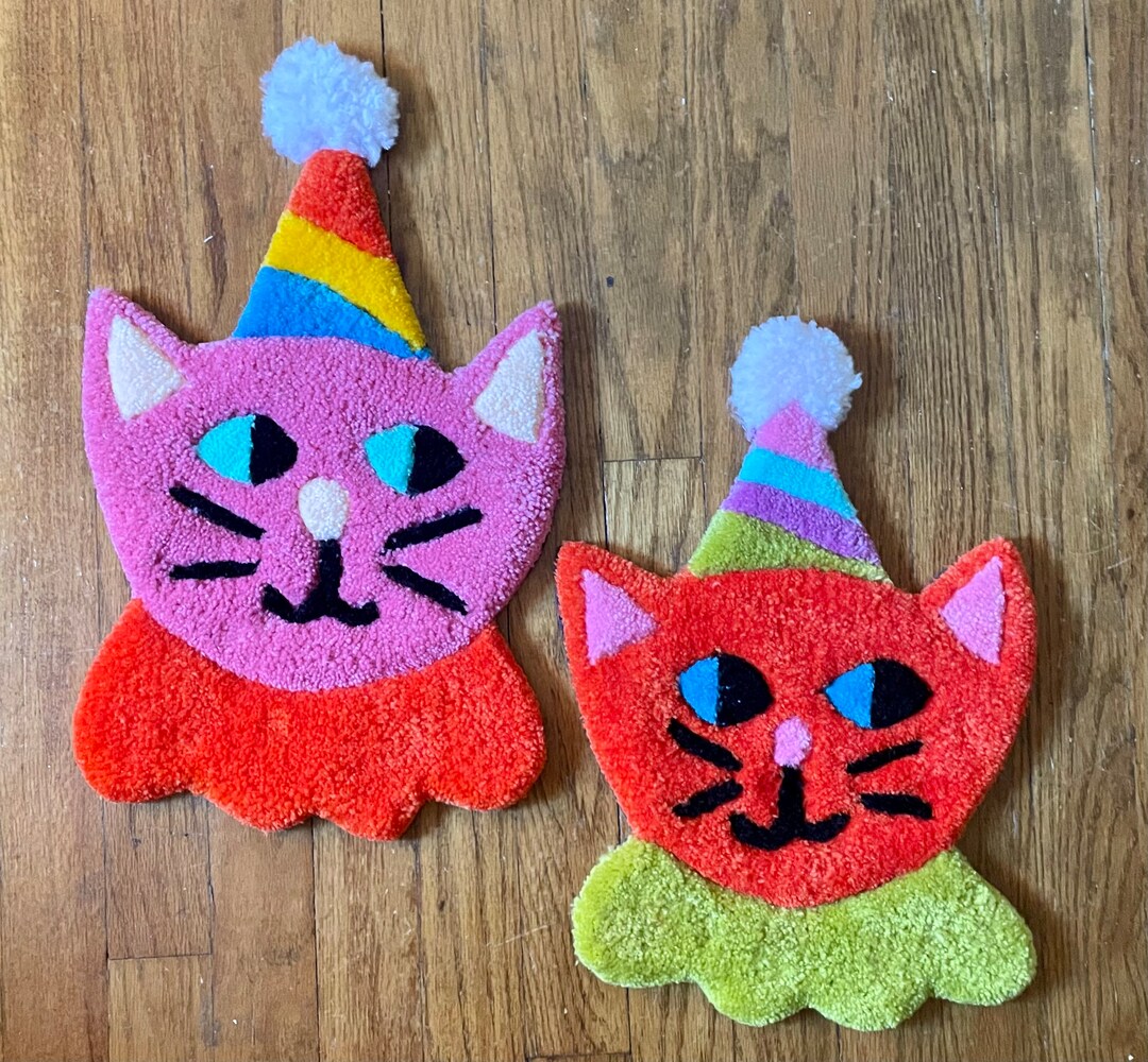 Tufted Clown Cat Rug, Clown Cat Wall Hanging, Cat Rug - Etsy