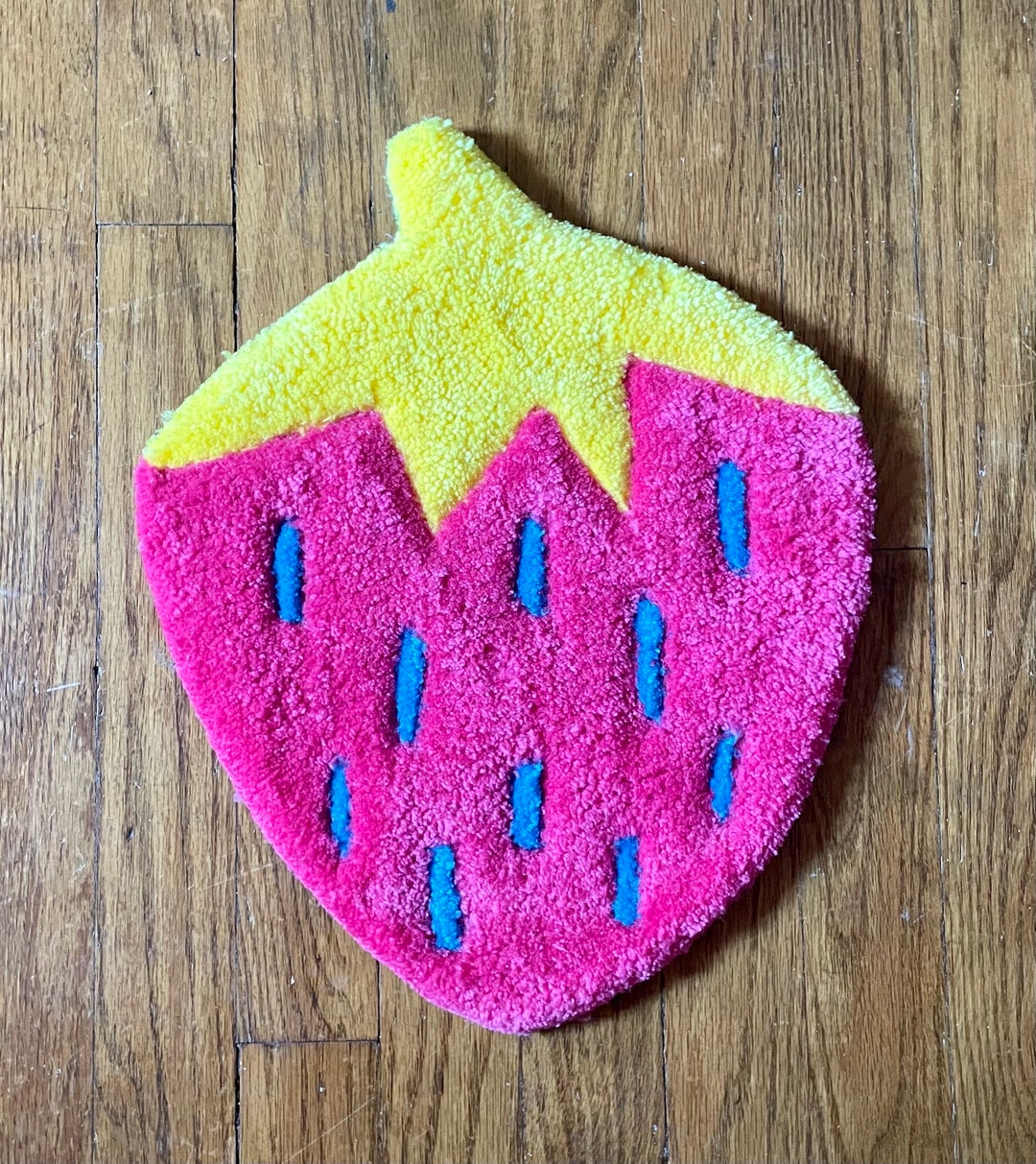 Strawberry Rug, Handmade Tufted Rug, Strawberry Wall Hanging, Pink ...