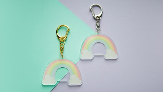 Pastel Rainbow Charm Rainbow Keychain | Etsy