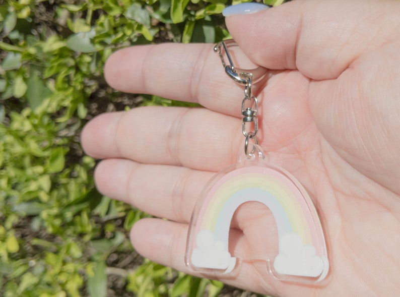 Pastel Rainbow Charm Rainbow Keychain - Etsy