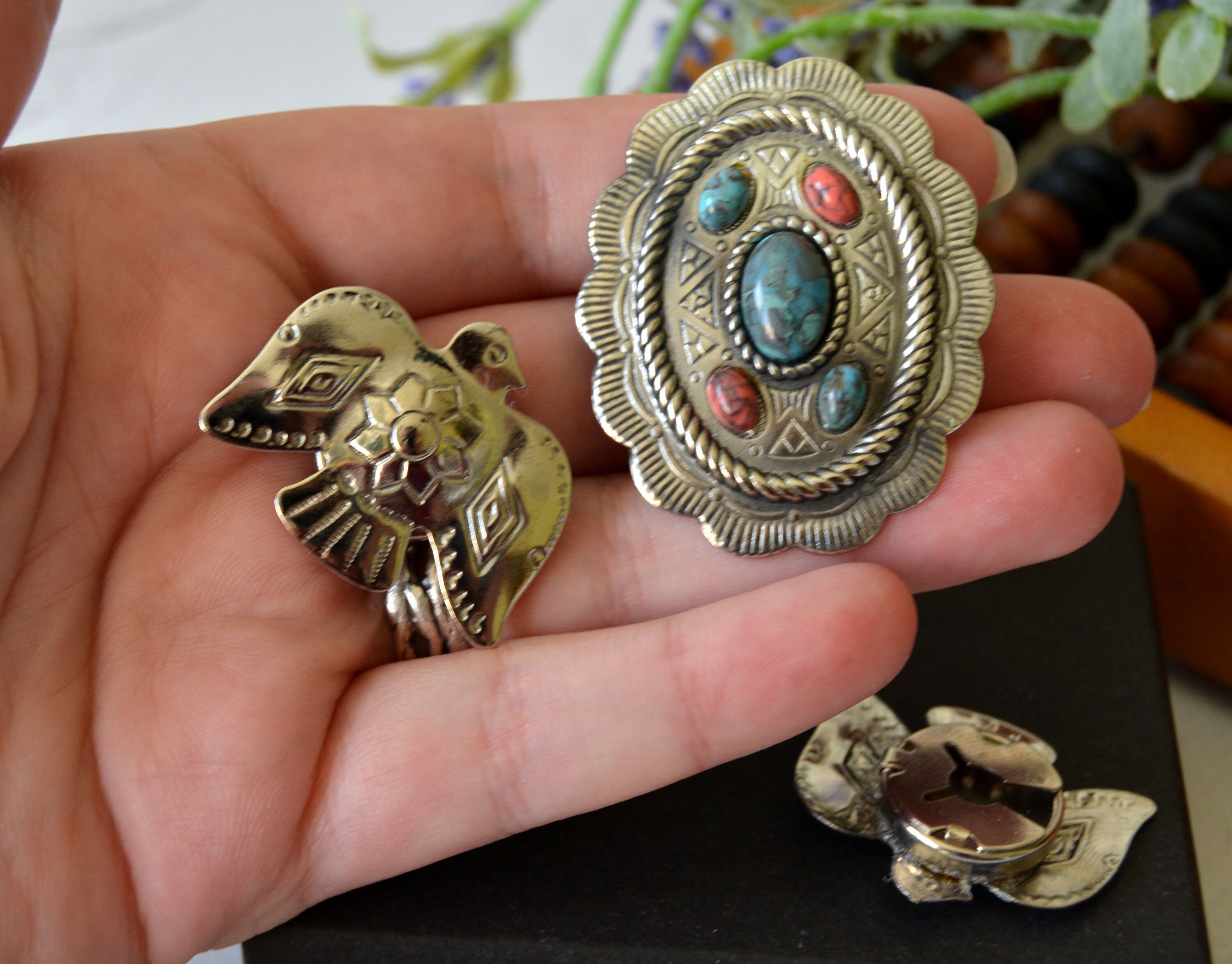 Vintage Native American Button Covers Vintage Button Clips - Etsy