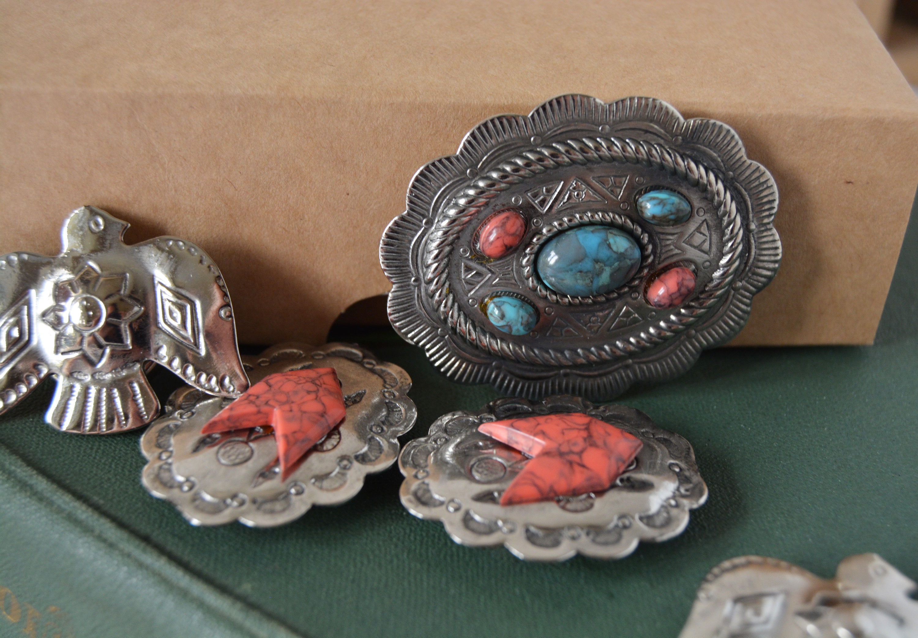 Vintage Native American button covers Vintage button clips | Etsy