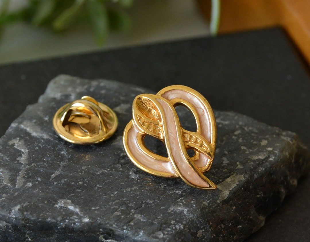 Vintage Ballou Heart Ribbon Lapel Pin: Gold Tone Enamel Brooch - Etsy