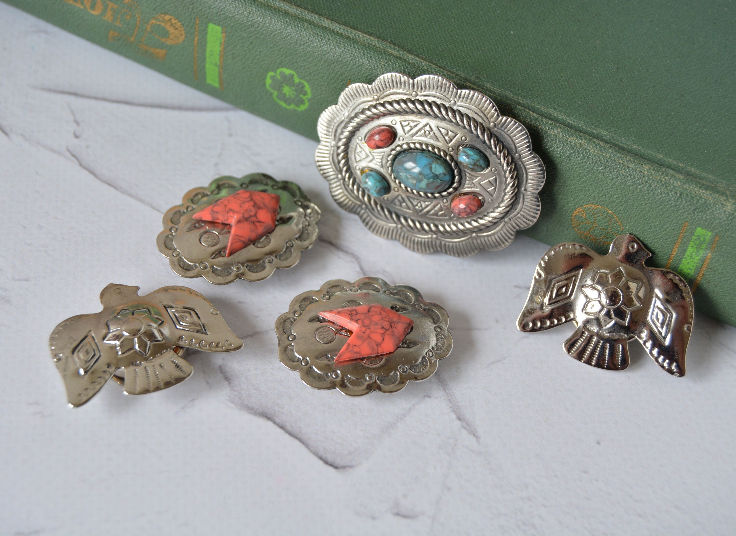 Vintage Native American button covers Vintage button clips | Etsy