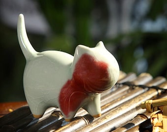Handmade Ceramic Tea Pet Cute Cat Sculptures Home Tea Trays | Etsy