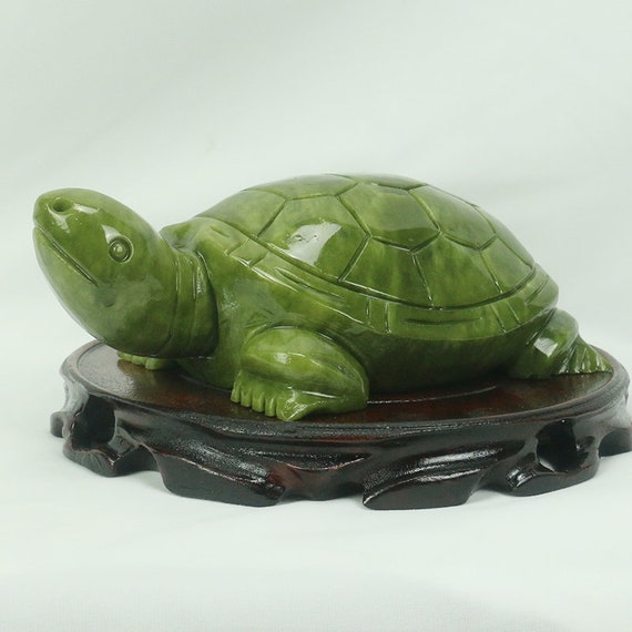 Chinese Natural Green Jade Statue / Hand Carved Turtle Statue - Etsy