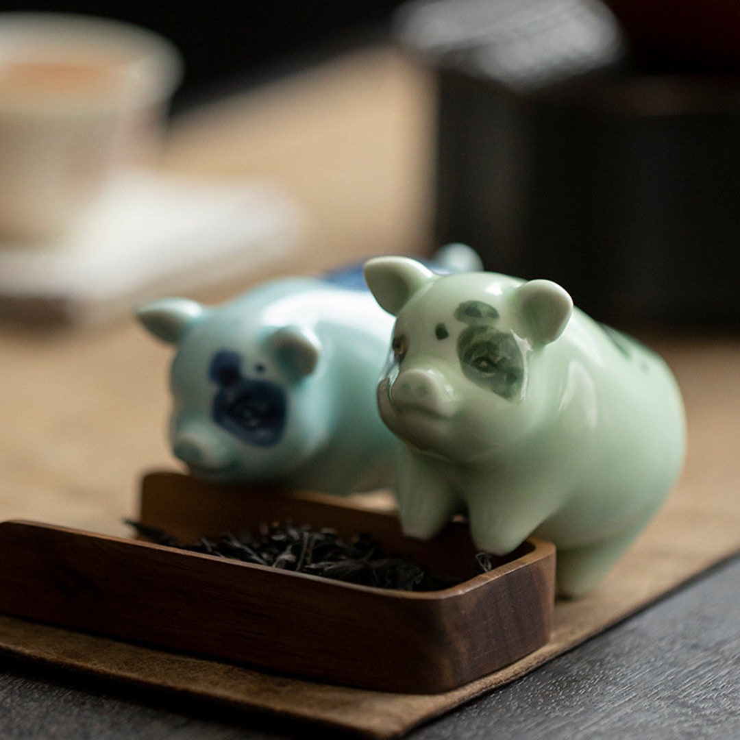Handmade Ceramic Tea Pet Cute Lucky Pig Sculpture/bonsai Fish Tank Tea ...