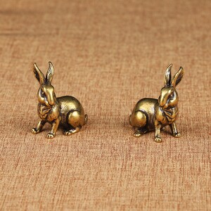 Pair of Brass Tea Pet Rabbit Sculpture/tea Table Ornament/home Decor ...