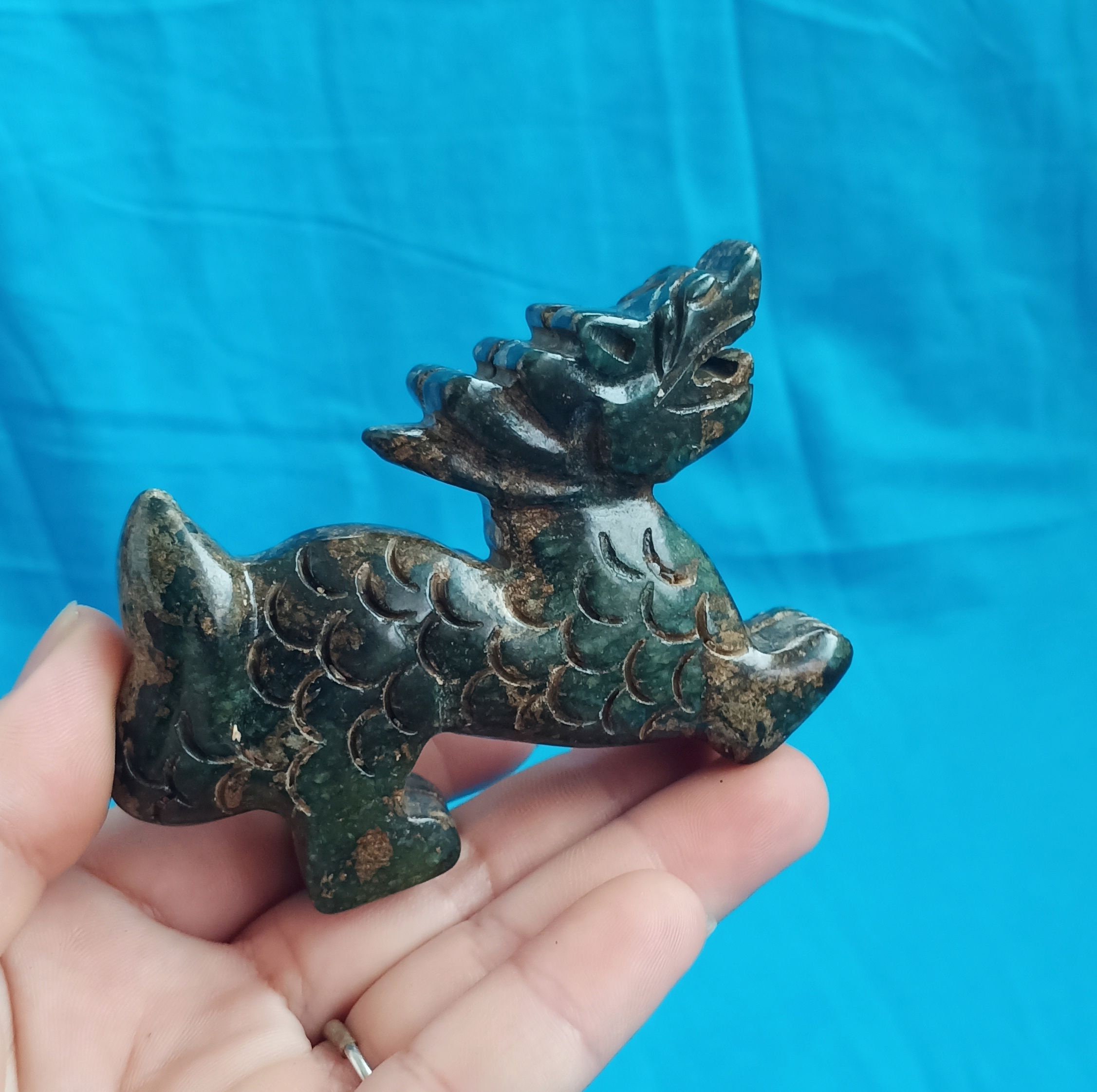 Vintage Chinese Jade Carved Dragon Statue A143 - Etsy UK
