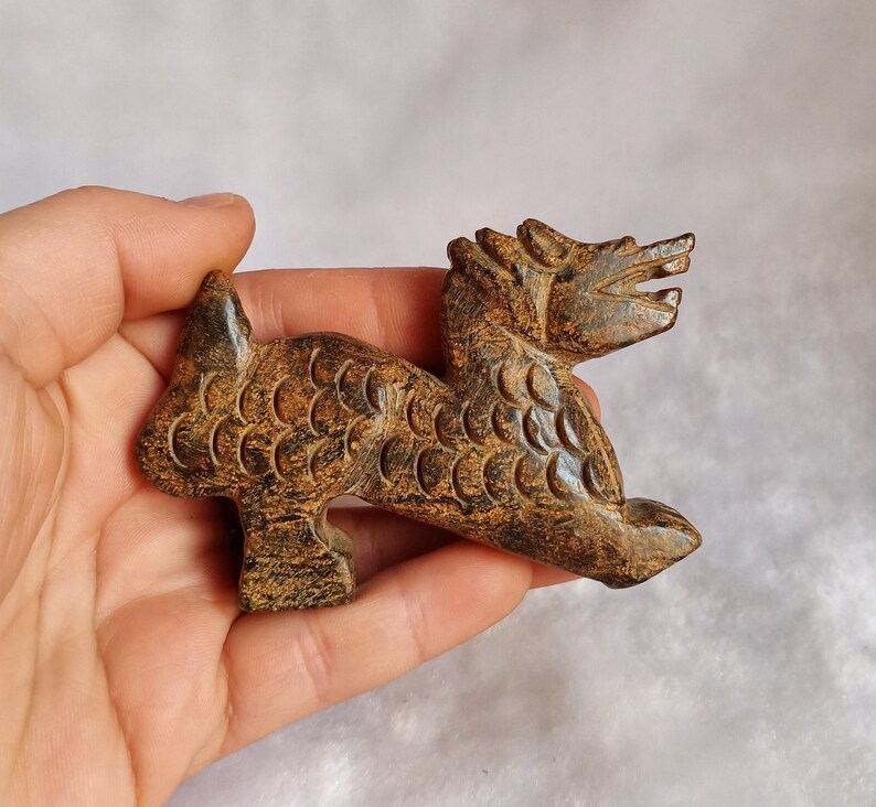 Vintage Chinese Jade Carved Dragon Statue K438 | Etsy