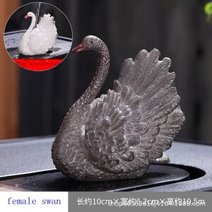 Resin Color-changing Tea Pet Couple Swan Sculpture / Tea Table ...