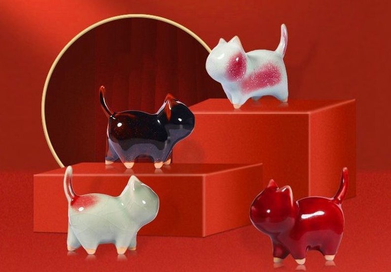 Handmade Ceramic Tea Pet Cute Cat Sculptures Home Tea Trays | Etsy