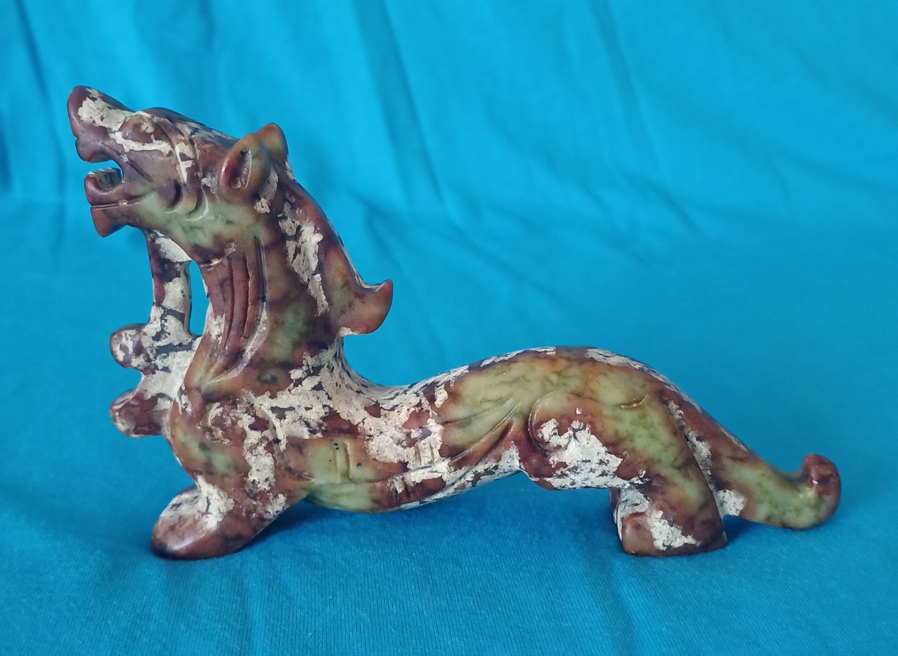 Vintage Chinese Jade Carved Dragon Statue L977 | Etsy