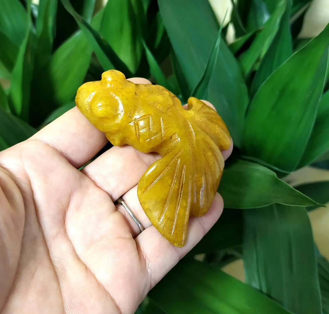 Hand Carved Yellow Jade Goldfish Statue / Put in Fish Tank or - Etsy