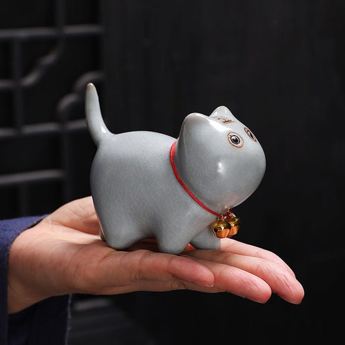 Handmade Ceramic Tea Pet Cute Cat Sculptures Home Tea Trays - Etsy