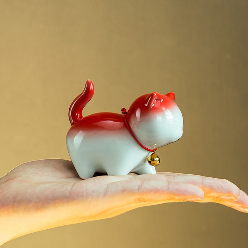 Handmade Ceramic Tea Pet Cute Cat Sculptures Home Tea Trays - Etsy