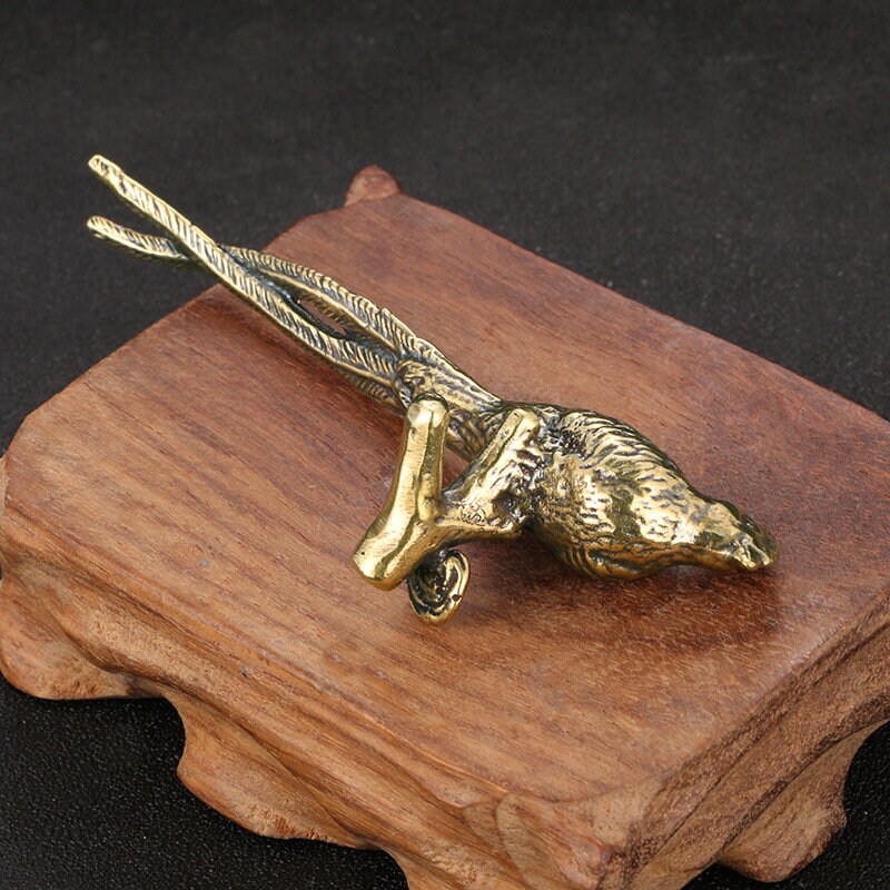 2 Pieces Handmade Pure Copper Tea Pet Long Tail Pheasant - Etsy