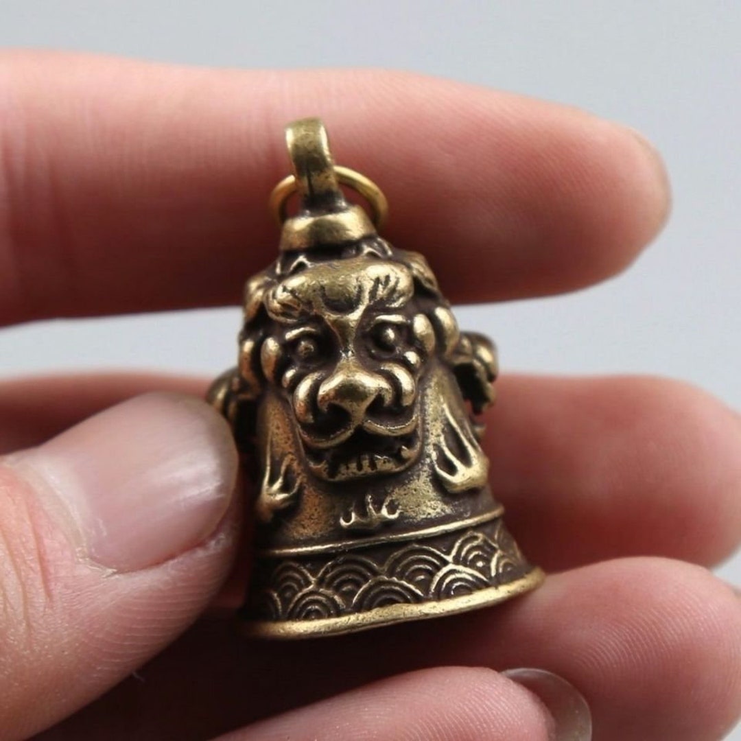 5 Pcs Exquisite Chinese Ancient Brass Carved Three-sided Lion Head ...