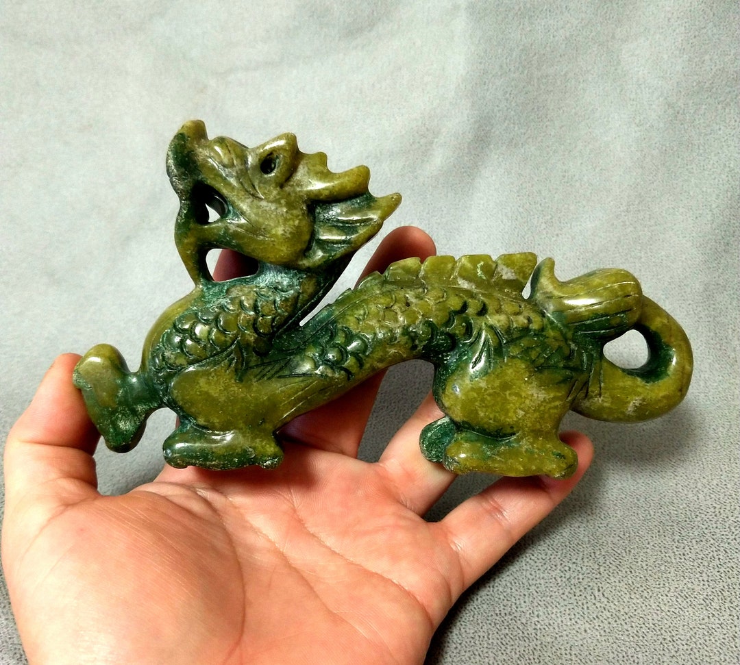 Vintage Chinese Jade Carved Dragon Statue A245 - Etsy