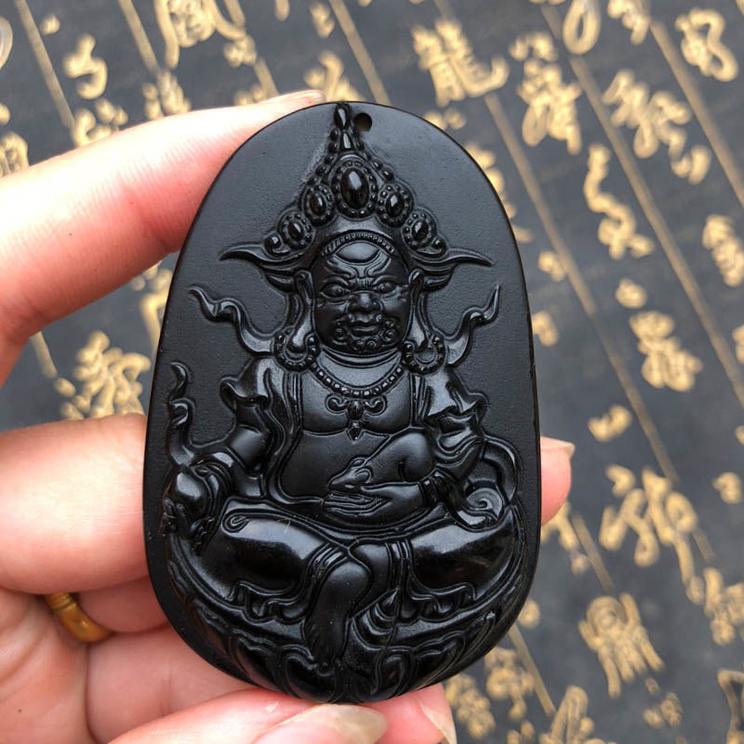 Natural Obsidian Carved Tibet Buddha Amulet Pendant W - Etsy