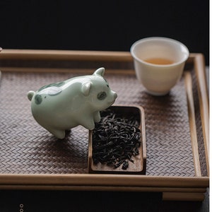 Handmade Ceramic Tea Pet Cute Lucky Pig Sculpture/bonsai Fish Tank Tea ...